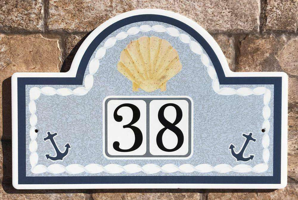Seashell House Number Plaque - Porcelain Beach Signs