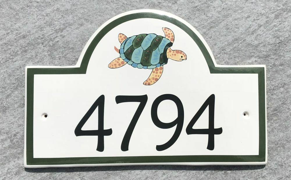 Sea Turtle Address Plaque for Beach House - Coastal Sign