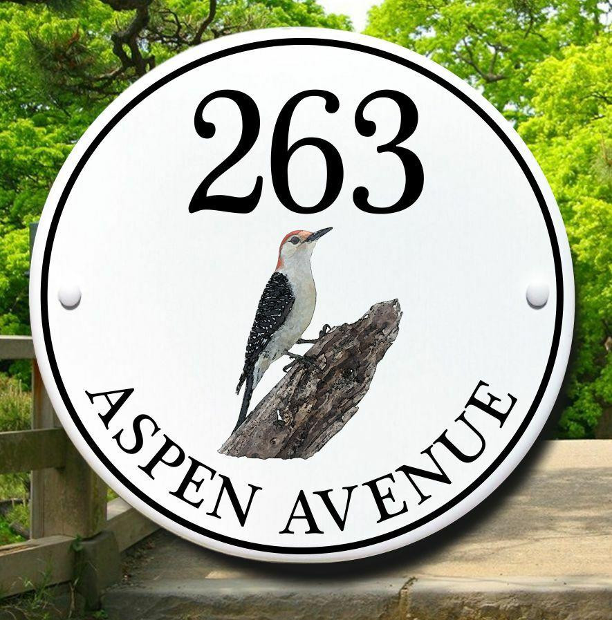 Woodpecker Bird Address and House Number Plaques - Porcelain Ceramic ...