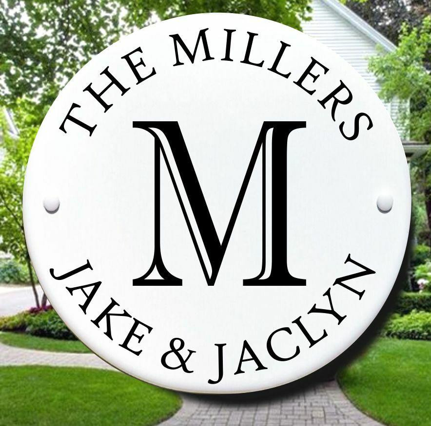 Monogrammed Initial with Family Name Signs- Classic House Plaques