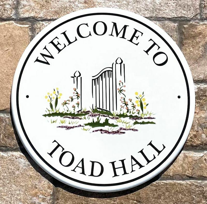 Cottage Gate Round Address and Family Name House Plaque