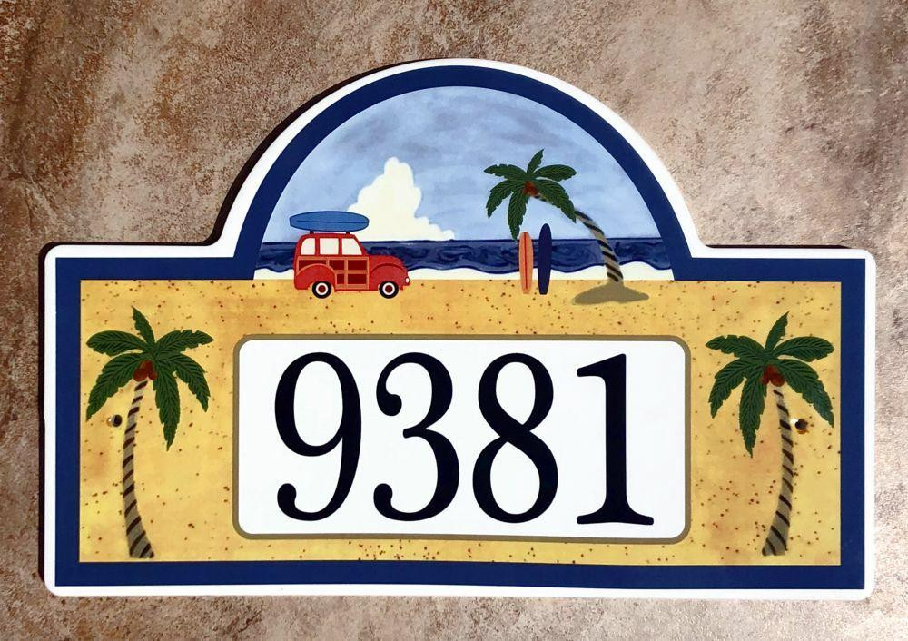Beach Woody Address Marker – Beach House Number Plaques