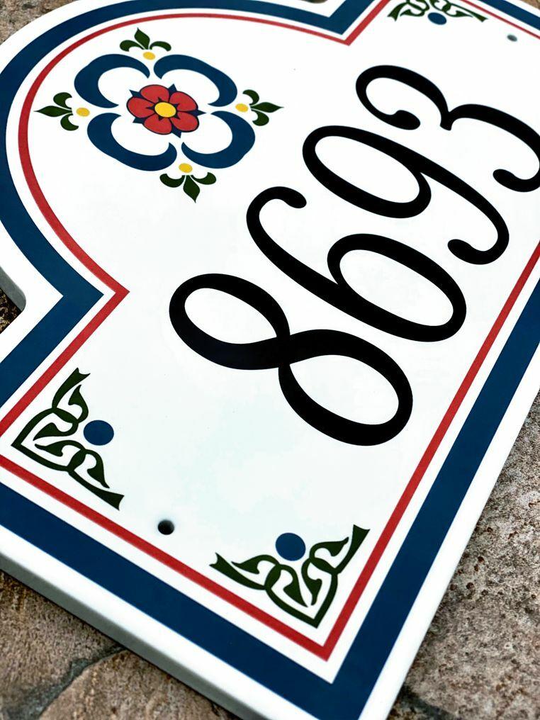 Mexican Red Flower Address Plaques - Ceramic House Number Plaques - by ...