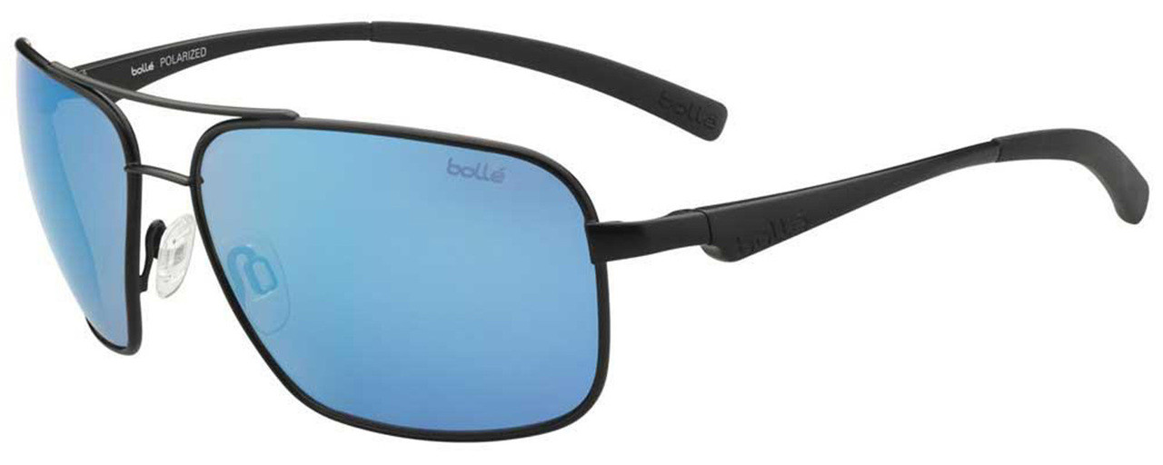 Bollé Polarized Sunglasses: Brisbane in Matte Black with Blue Mirror ...