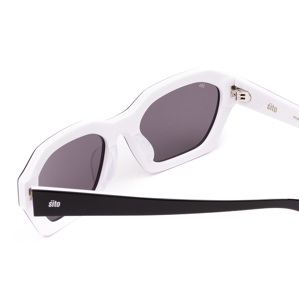 SITO SHADE KINETIC Unisex Square Polarized Sunglasses Black White/Iron ...
