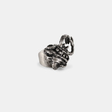 Silver Modernist Ring with Crab Design