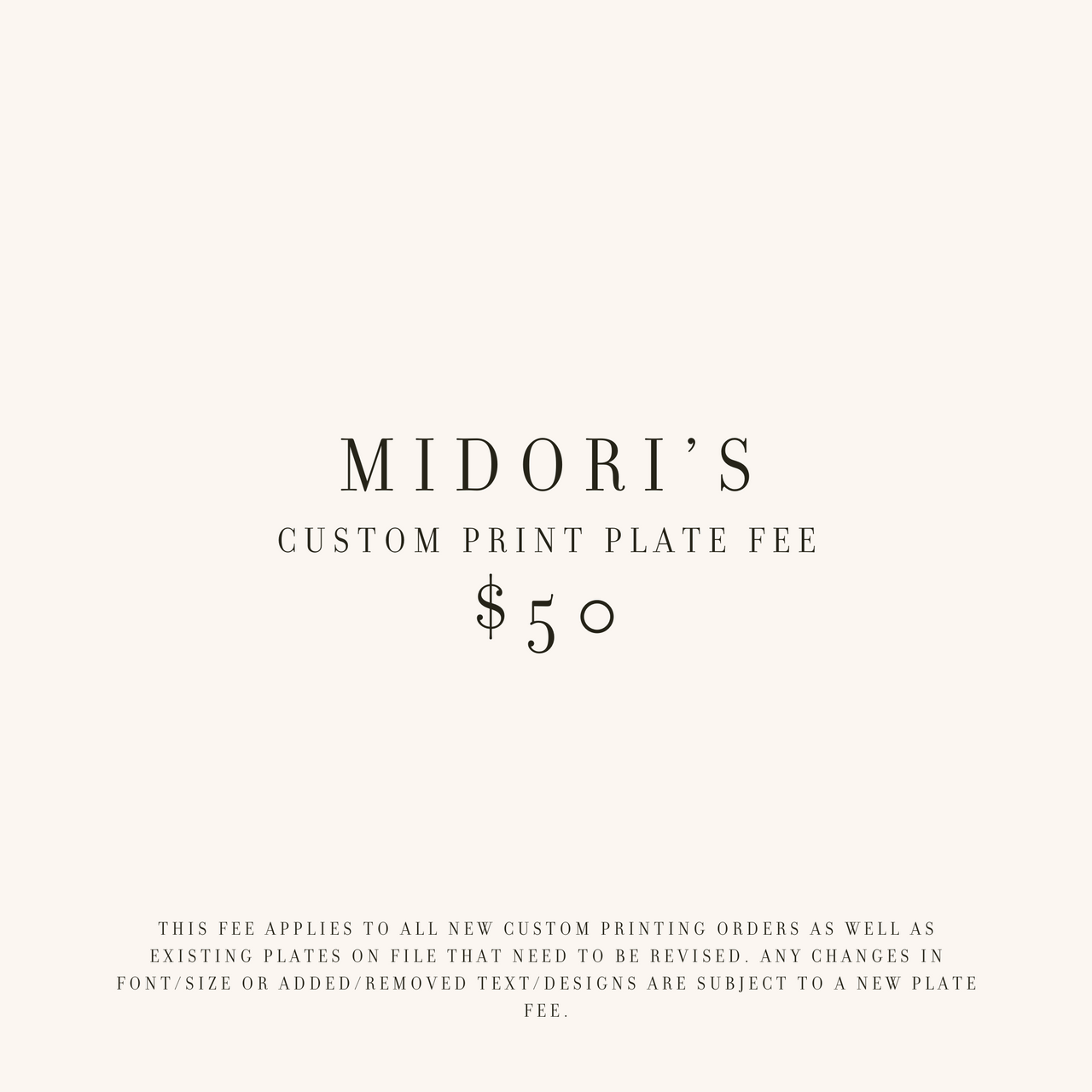 Custom Print Plate Fee - Midori Retail