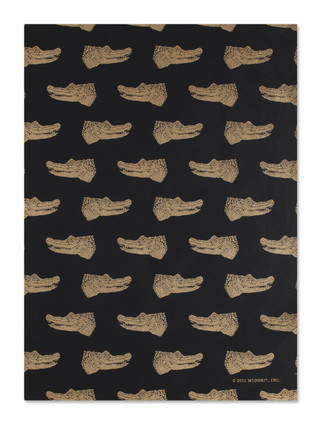 Gold Crocodiles on Black Gift Wrap