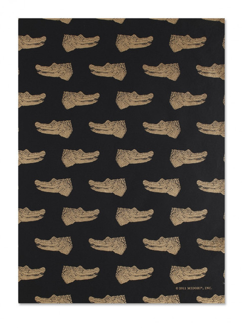 Gold Crocodiles on Black Gift Wrap