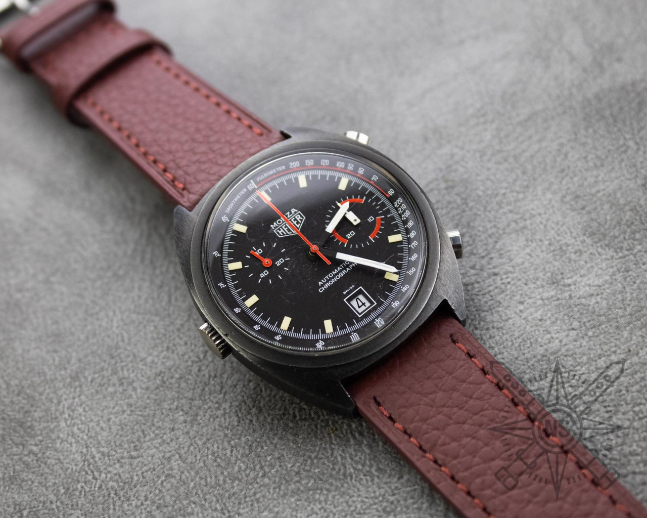 Burgundy Leather Watch Band – Classic Pebble Strap