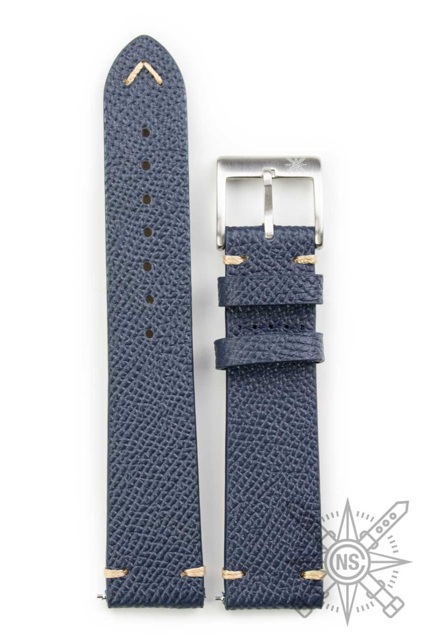 Vintage Grained Midnight Leather Watch Band | Deep Midnight Shade