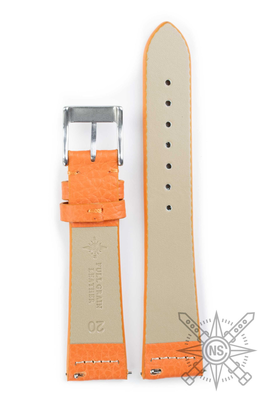 Heritage Pebble Orange Leather Watch Strap | CNS Watch Bands