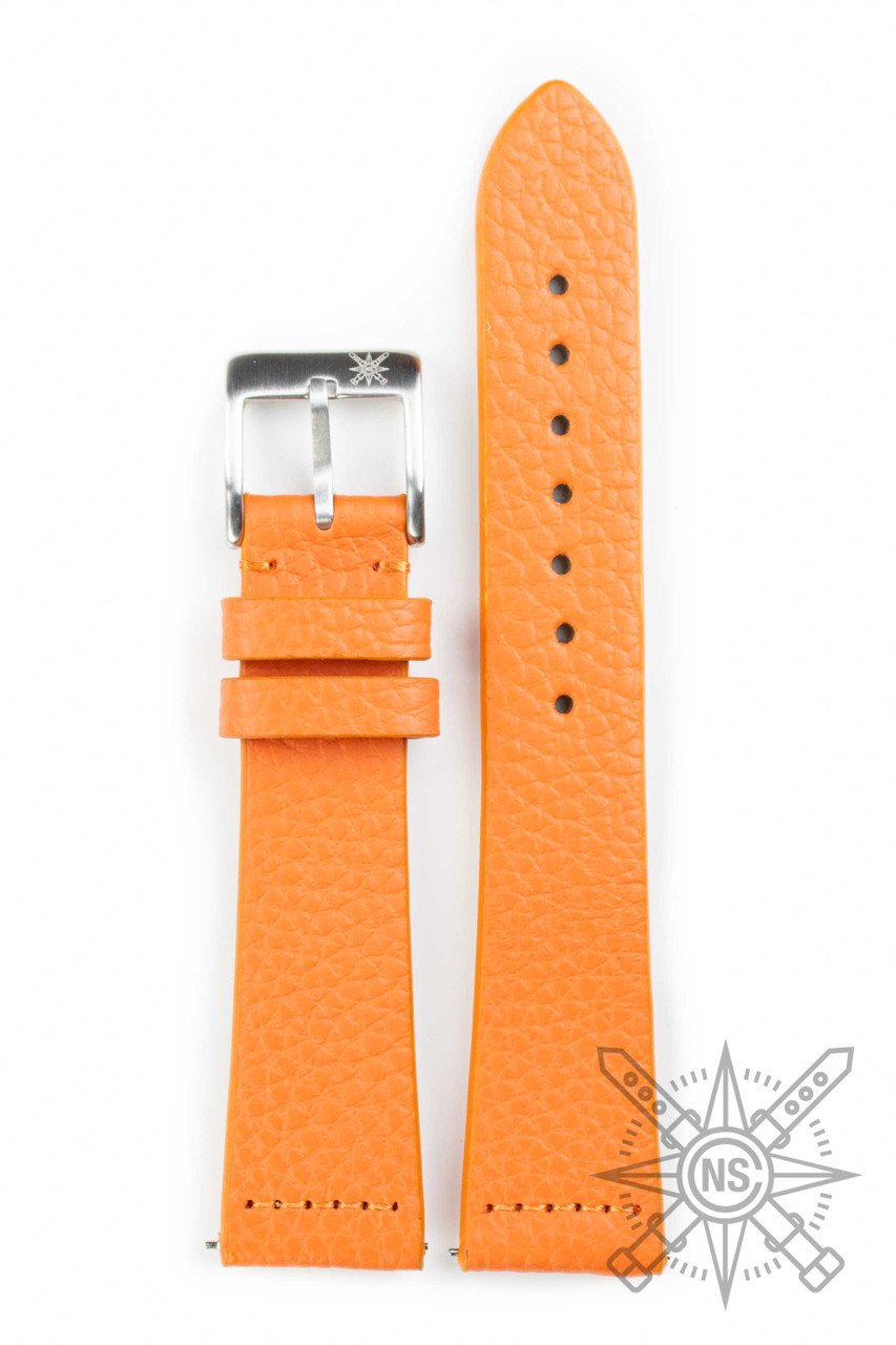 Heritage Pebble Orange Leather Watch Strap | CNS Watch Bands