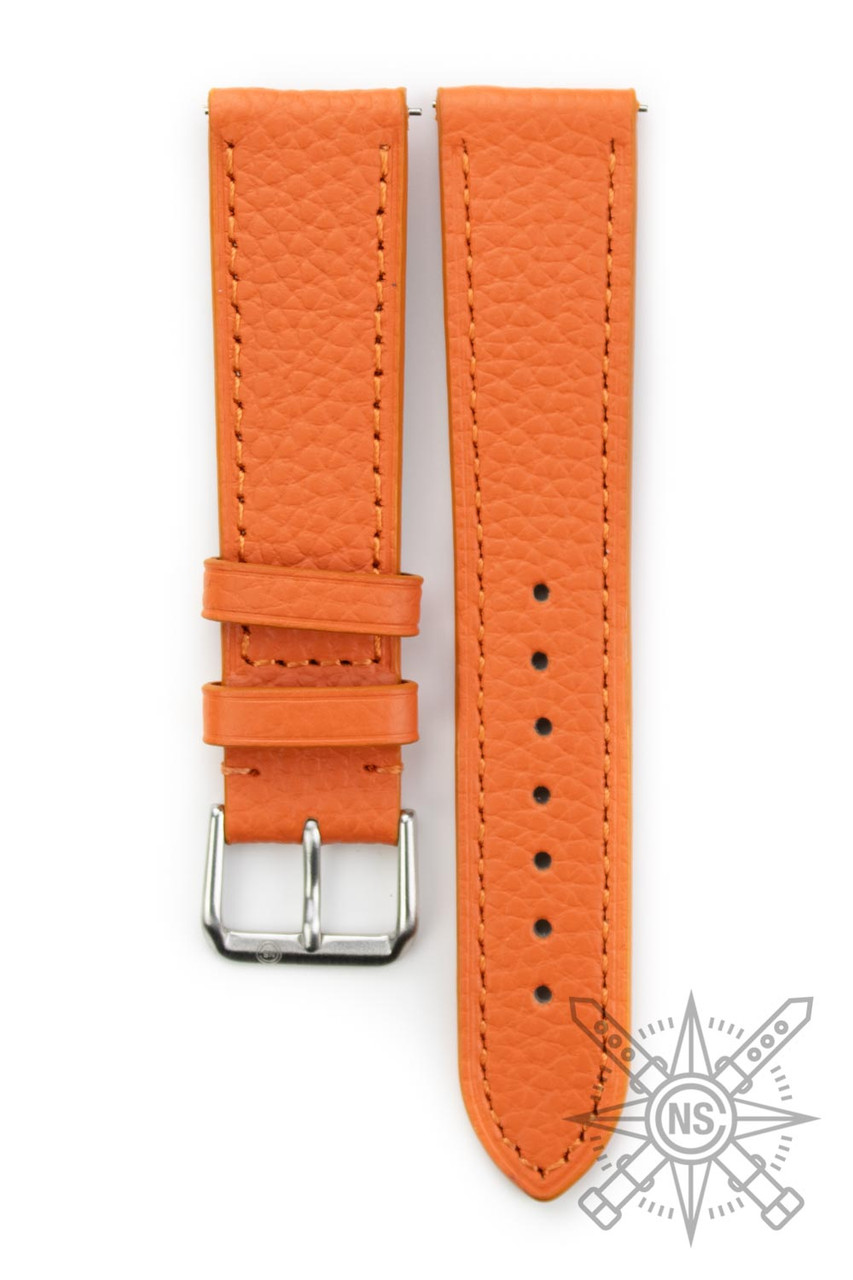 Orange Leather Watch Band – Classic Pebble Strap