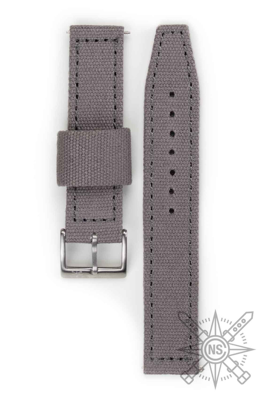 Boxed Stitch Canvas Gray Watch Strap - Durable & Stylish