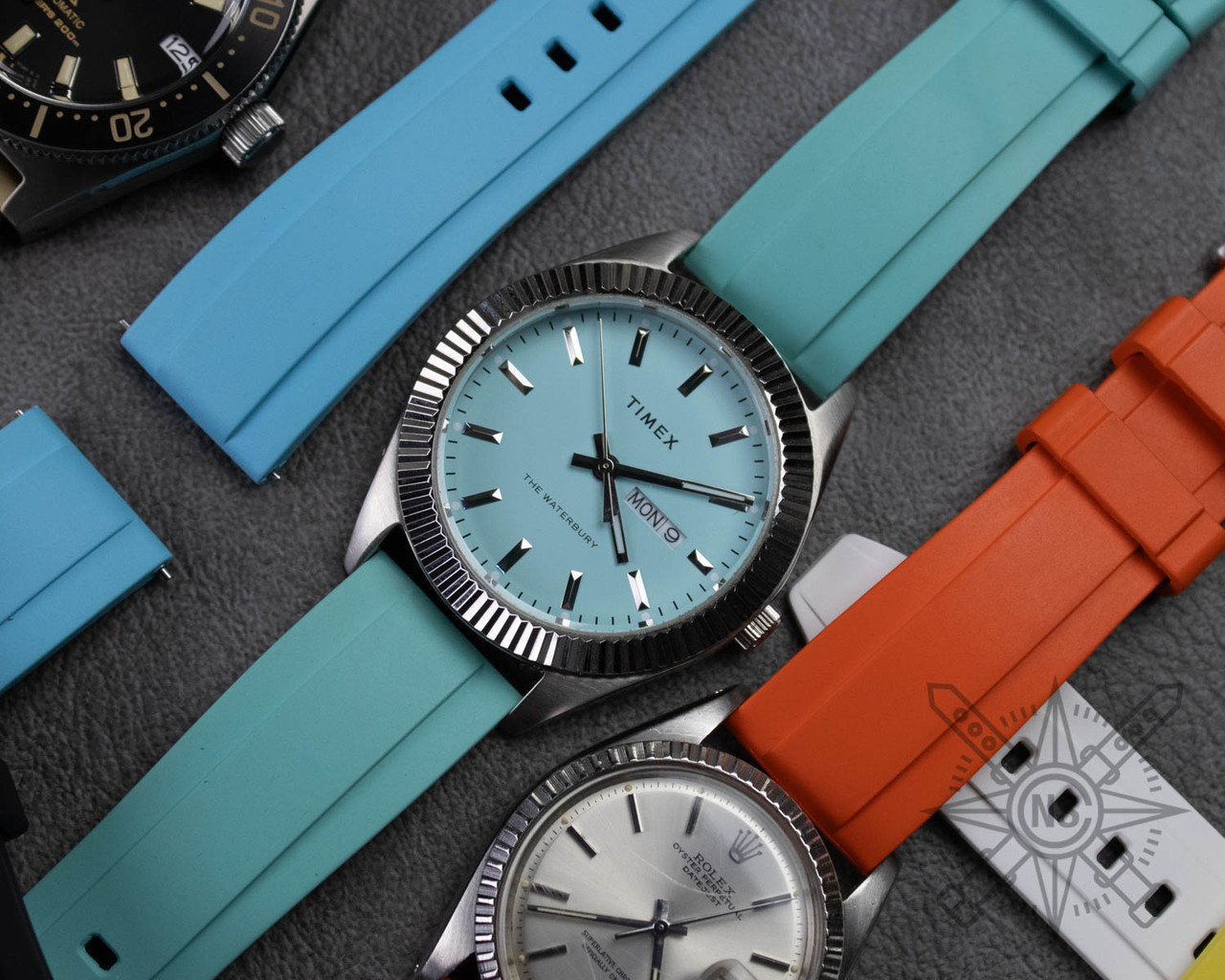 Daytona Teal Rubber Watch Band – Stylish & Durable Replacement