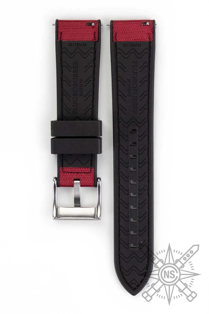 Red Sailcloth & Rubber Watch Strap – Bold & Rugged