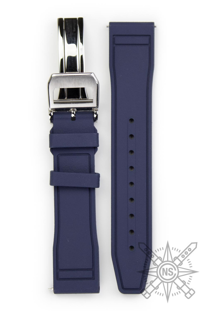 Navy Rubber Pilot Watch Strap – Bold & Durable Design