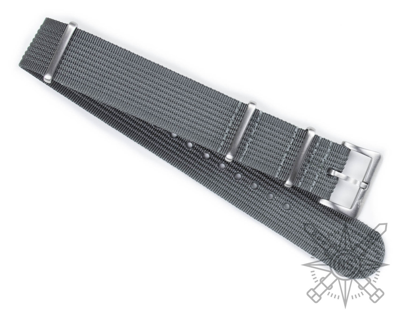 Graphite Nylon Watch Strap – Ribbed Rugged Durable Strap