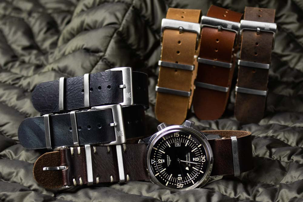 Midnight Leather & Rubber Watch Band – Sport Strap