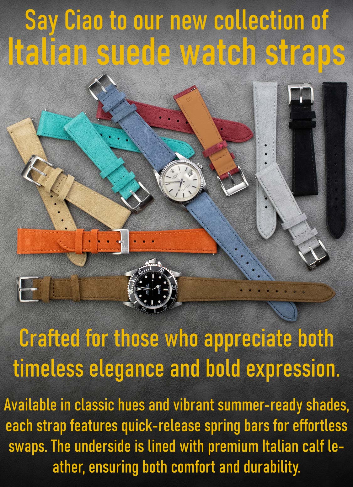 Elegant Italian Suede Watch Straps - CNS Watch Bands