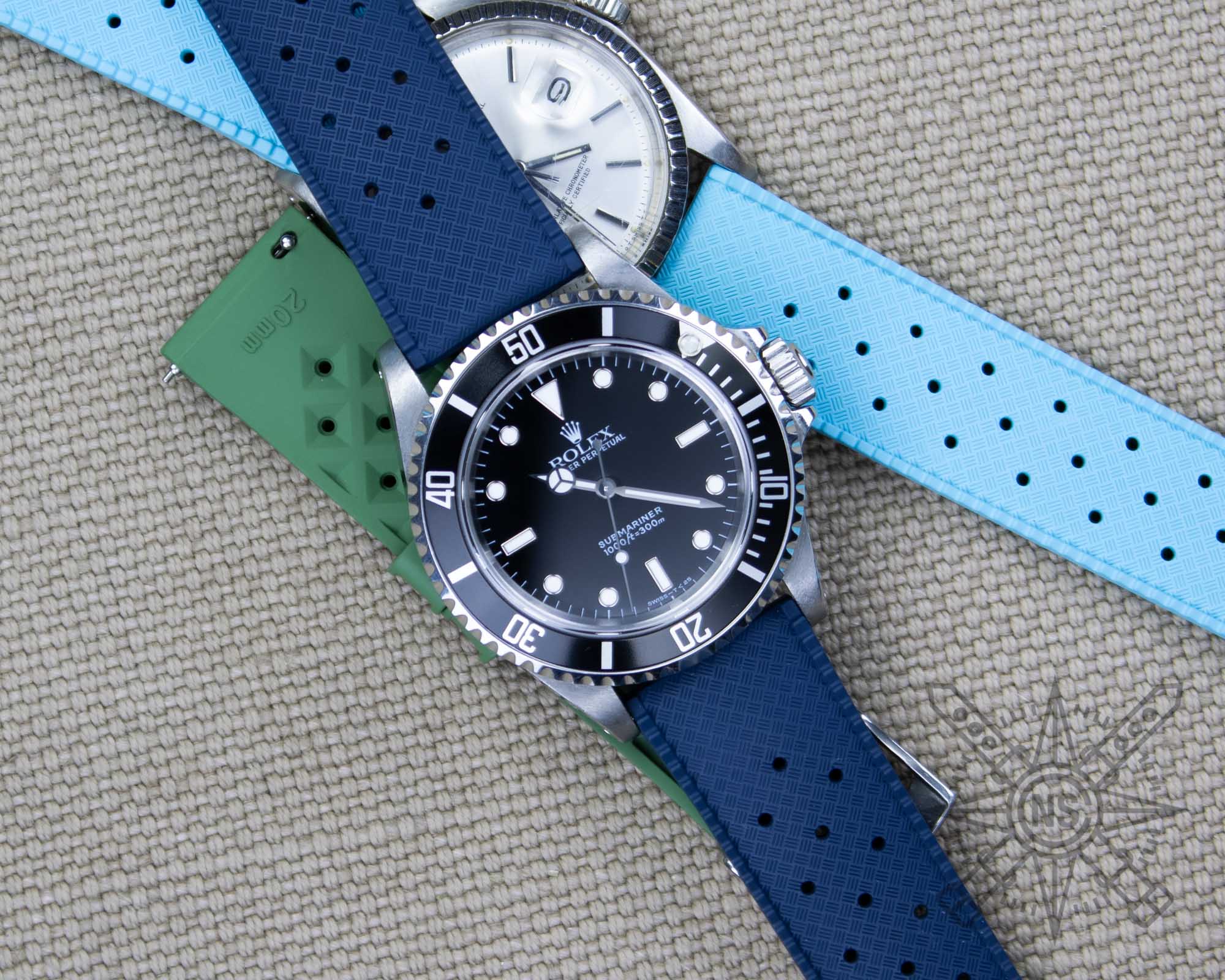 Rolex Submariner paired with a navy blue tropic rubber watch strap ...