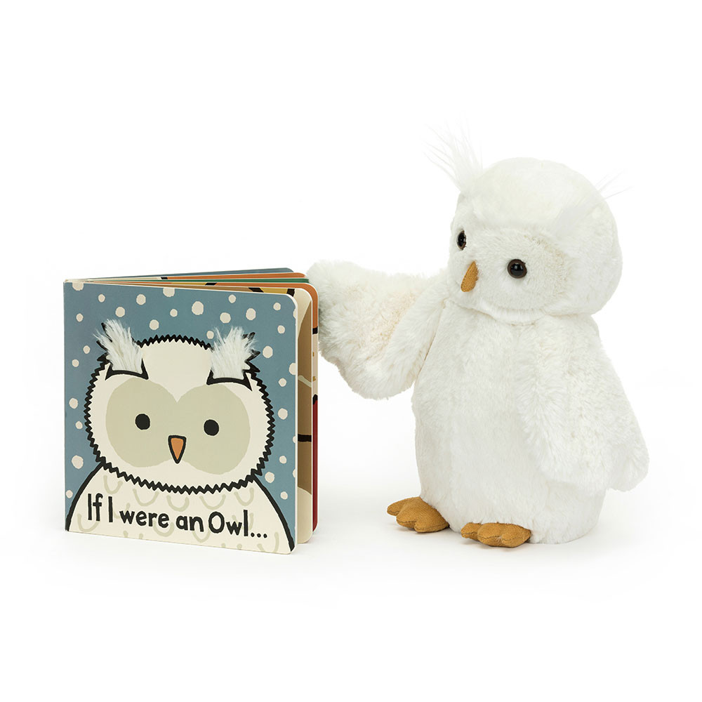If I Were An Owl Board Book and Bashful Owl - Official Jellycat
