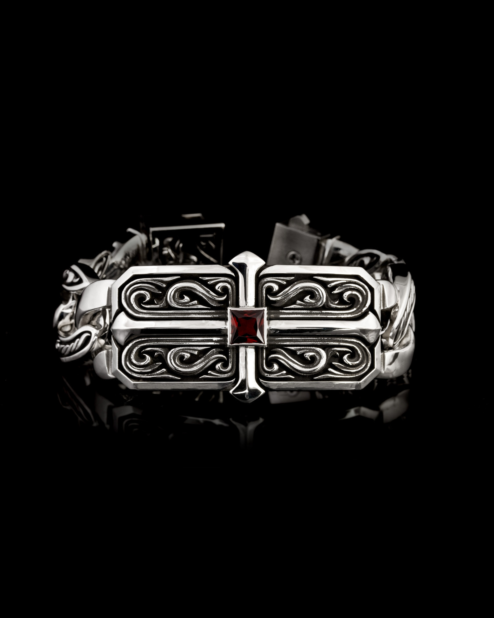Poison Bracelet - Big Link Sterling Silver Skull Bracelet | NightRider ...