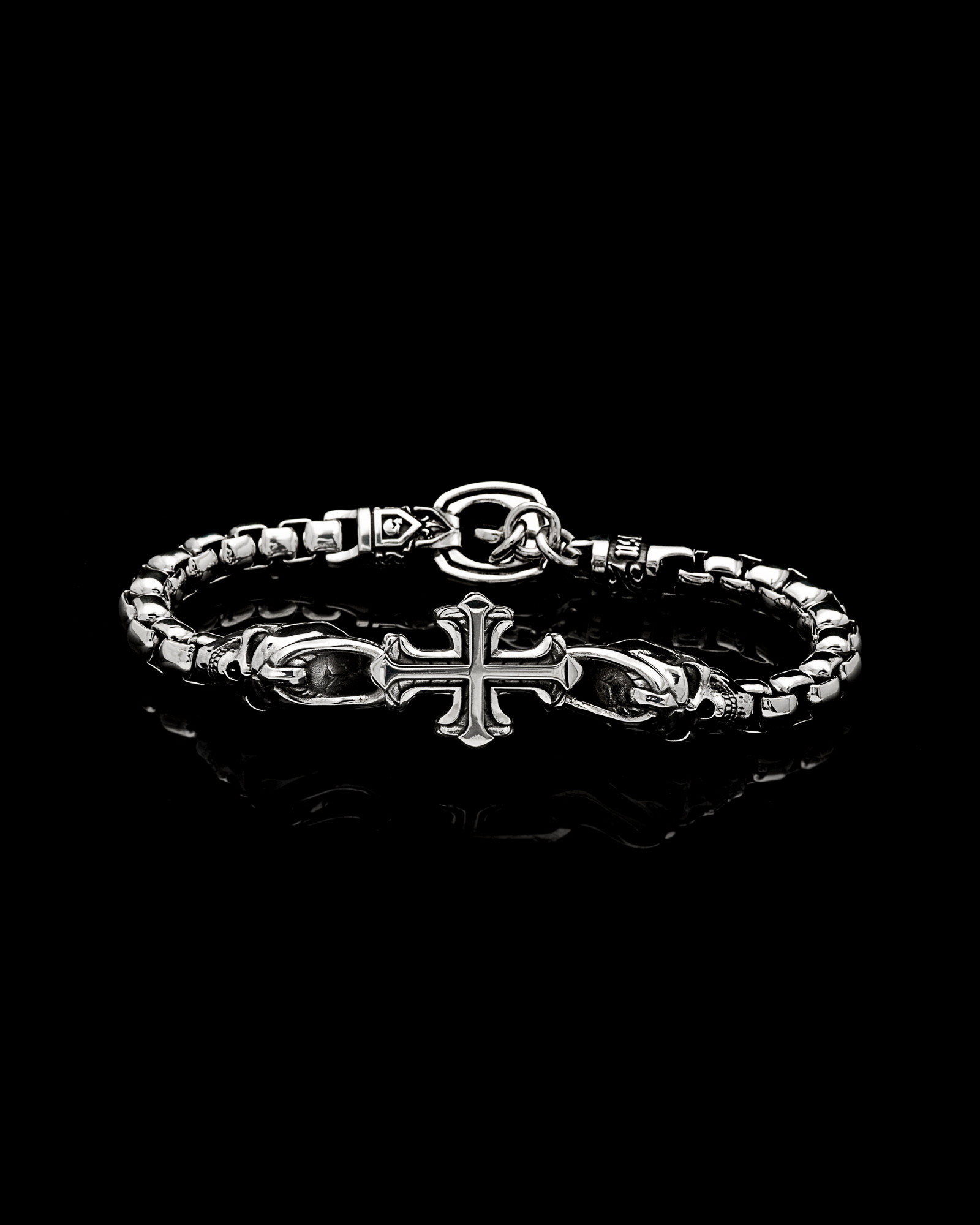 Poison Bracelet - Big Link Sterling Silver Skull Bracelet | NightRider ...