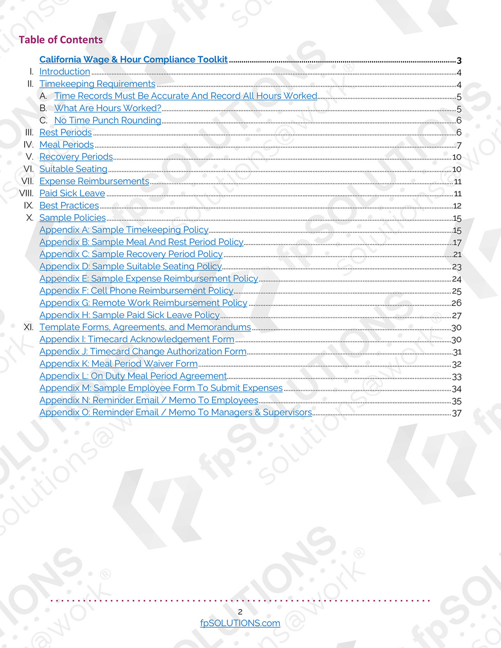 California Wage and Hour Compliance Toolkit | fpSOLUTIONS