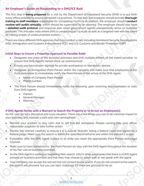 ICE Raid Action Plan for Workplaces | fpSOLUTIONS