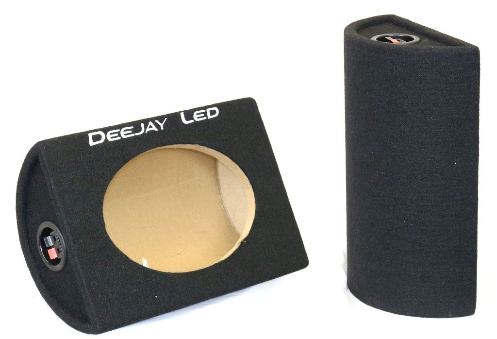 DEEJAY LED TBH699 - Pair of 6-in x 9-in Wooden Carpeted Speaker Boxes w ...