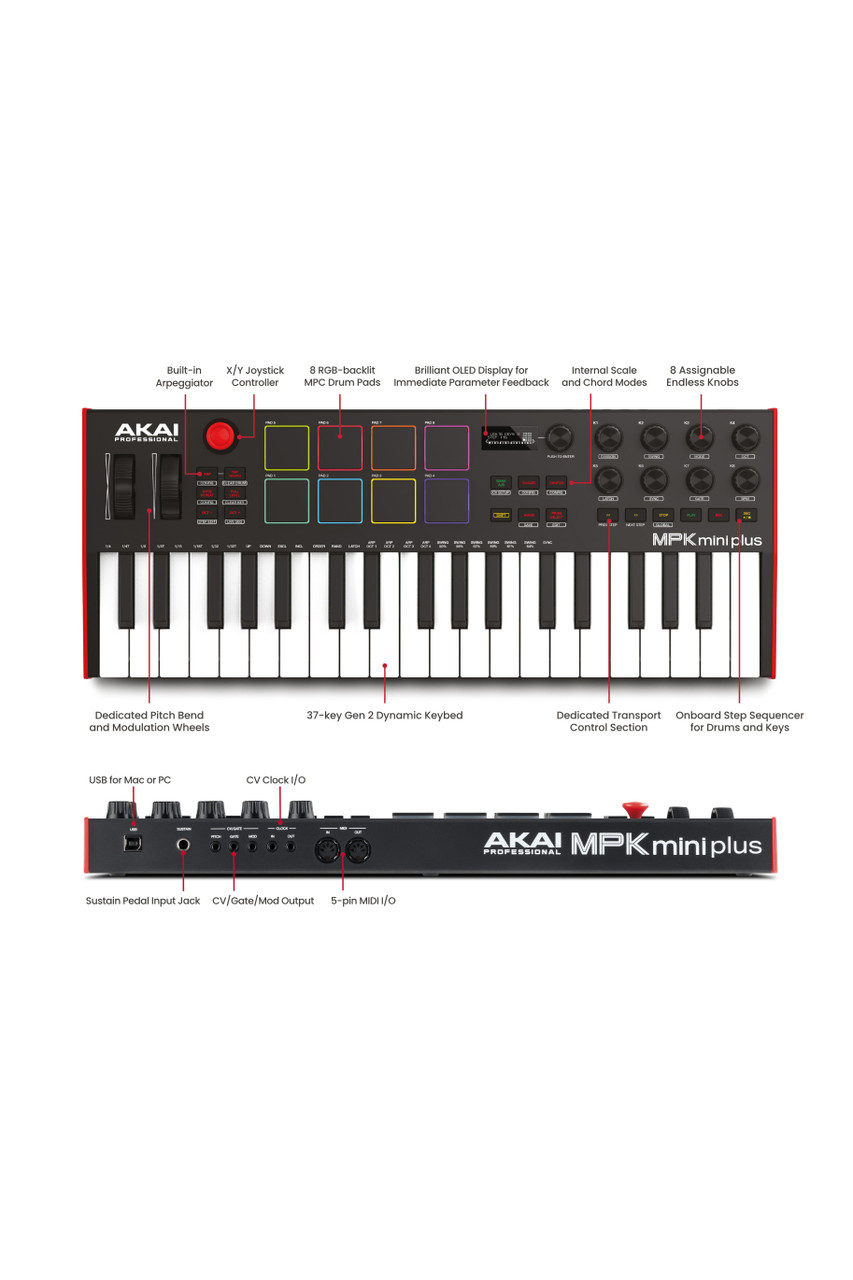 Akai Professional MPK Mini Plus 37 KEY - RGB PADS USB MINI CONTROLLER