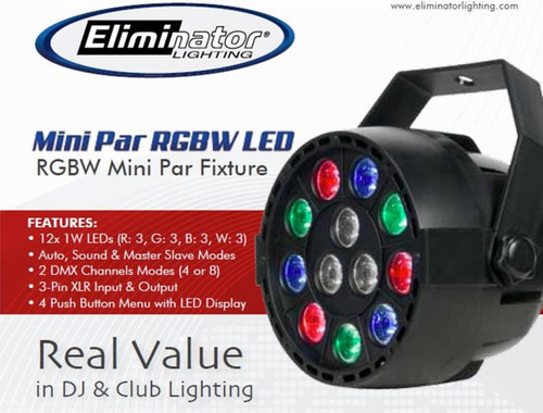 Eliminator Mini Par RGBW LED - 12 x 1 watt RGBW LED