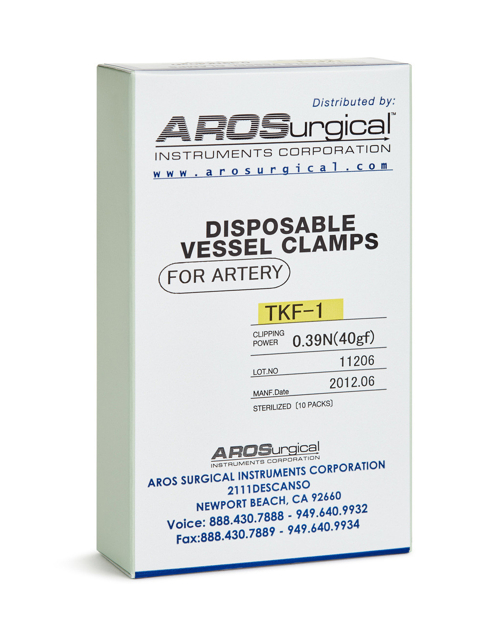 Supra Small Single Artery Clamps, 40g | AROSmicro™ TKF-1-40g