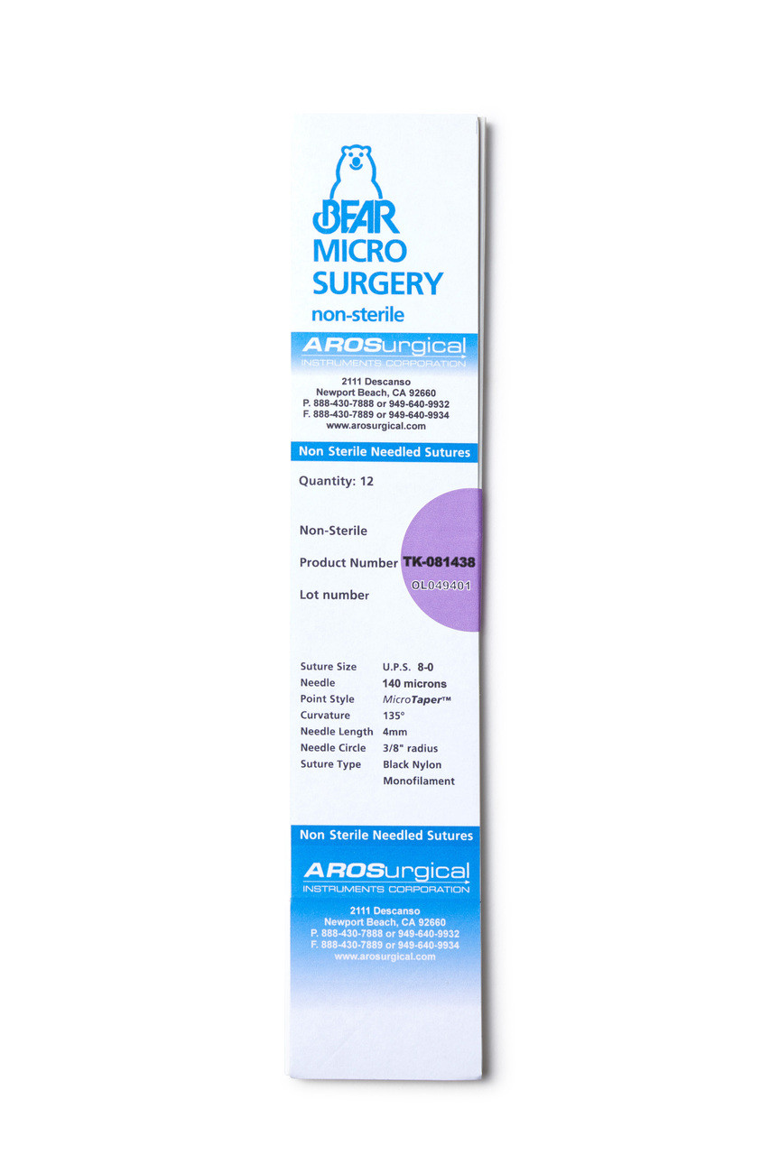 8-0 Non-Sterile Micro Suture, Threaded 4mm, 3/8R TAP Point Needle ...