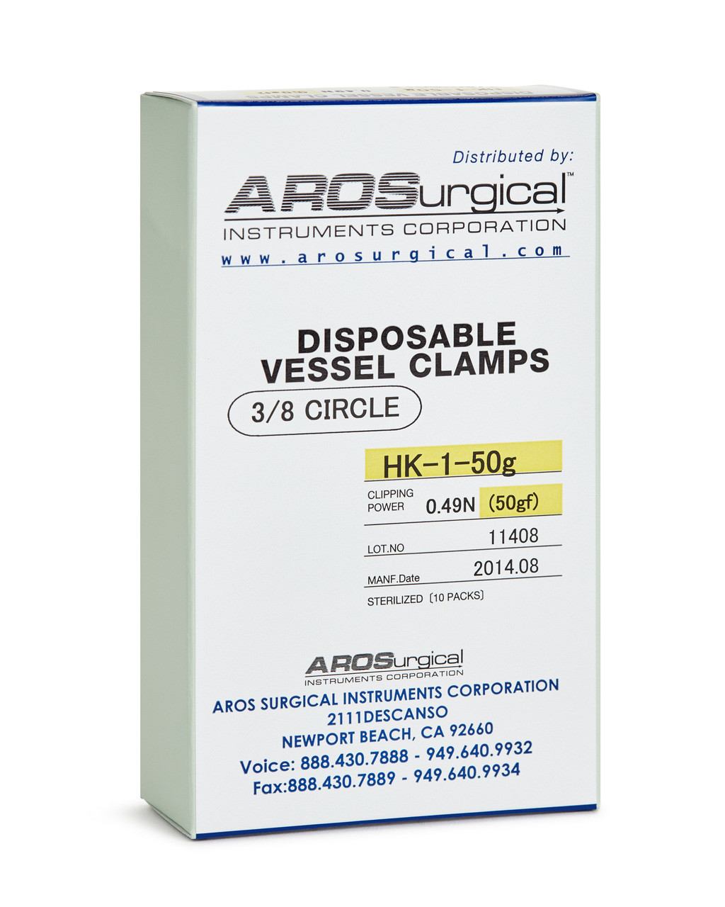 End to Side Micro Vessel Clamps, 3/8" Radius | AROSmicro™ HK-1