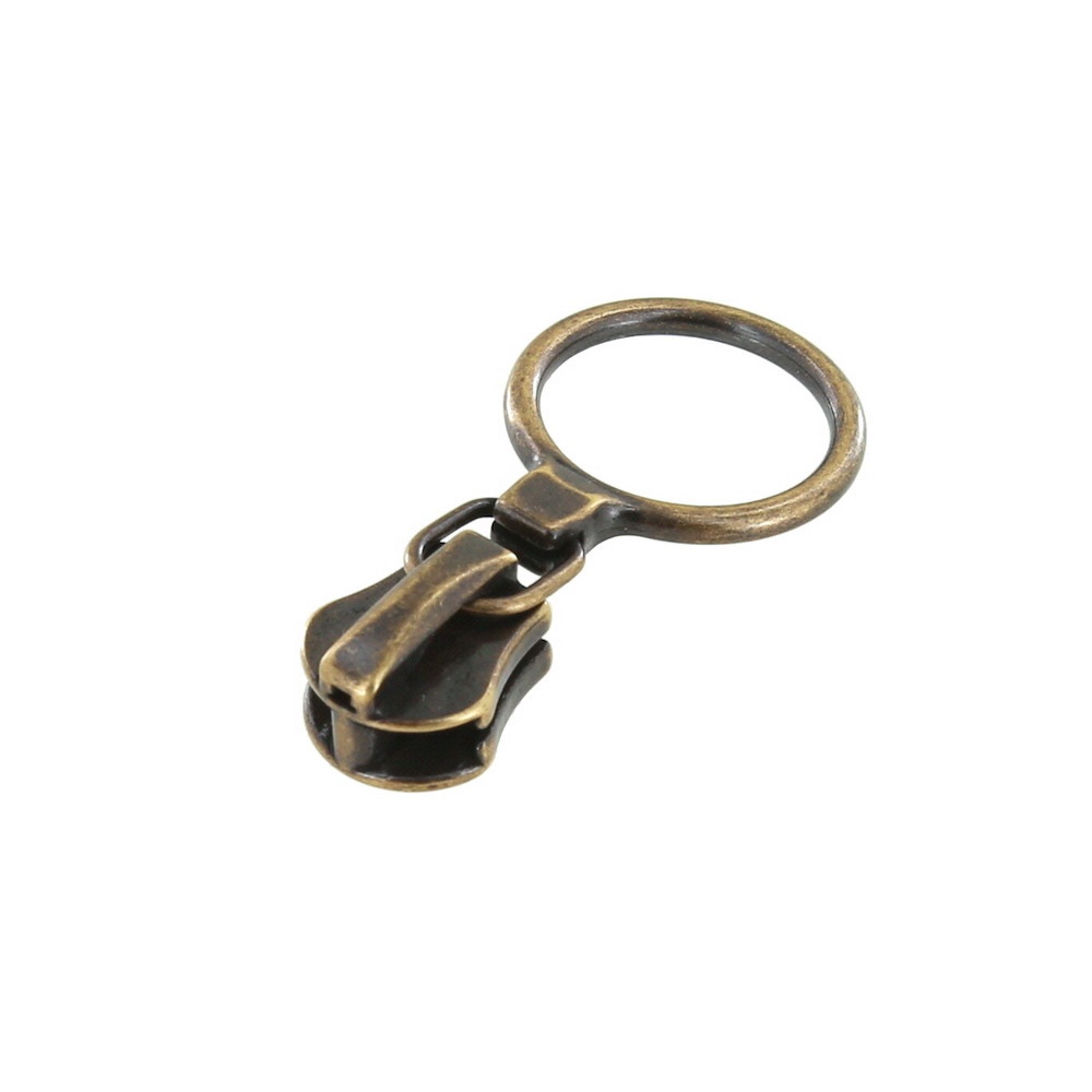 Riri Ring Zipper Pull, Antique Brass, Multiple Sizes - Buckleguy.com