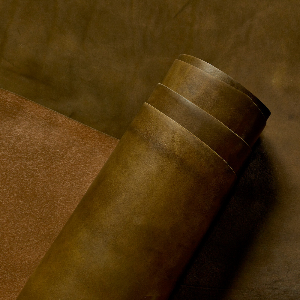 Wickett & Craig Traditional Harness Leather, Side, Olive - Buckleguy.com