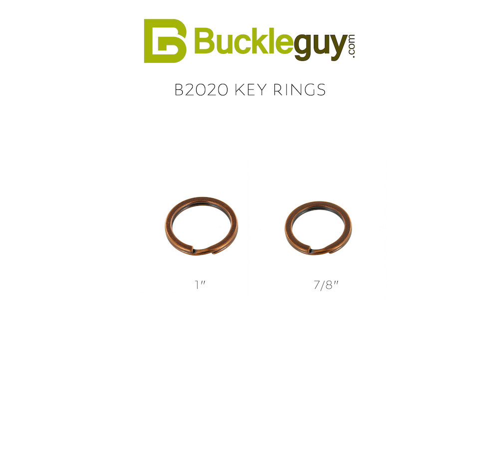 B2020 Antique Copper, Key Ring, Solid Iron, Multiple Sizes - Buckleguy.com