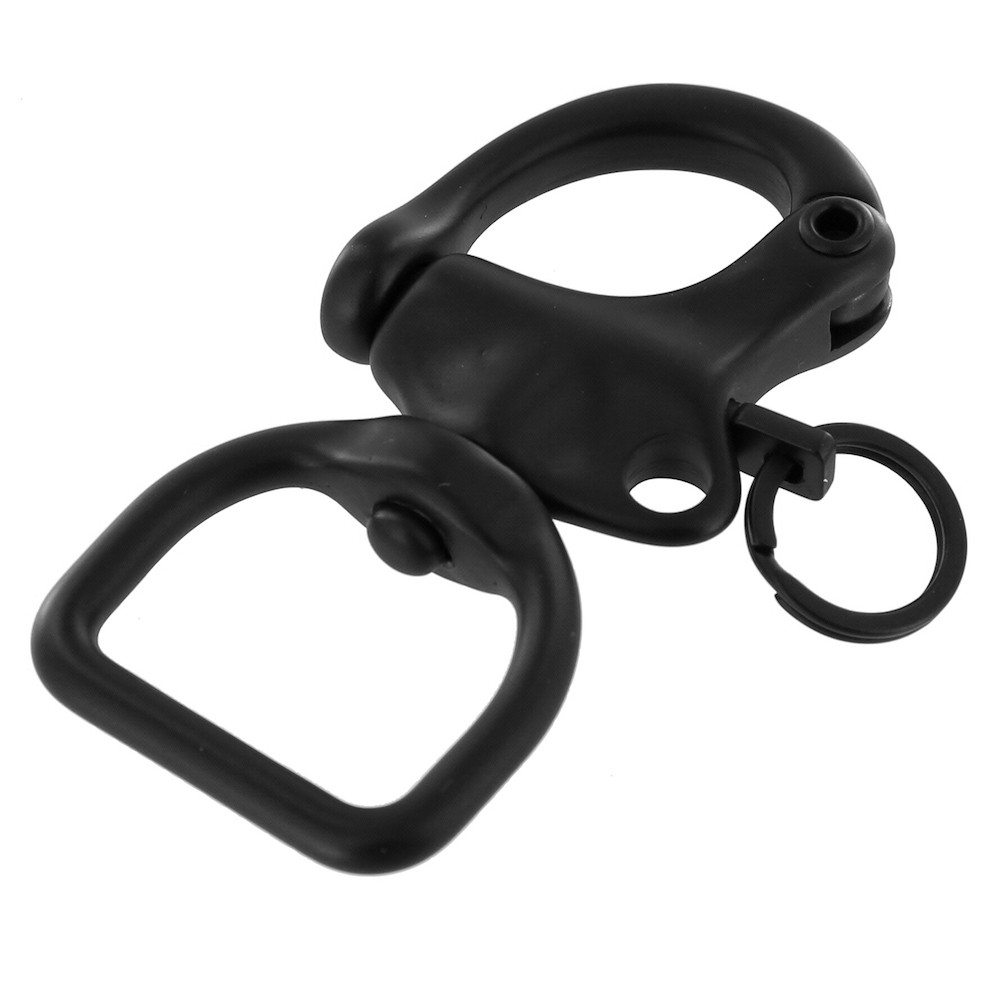 C5102 1" PVD Black Matte, Quick Release Snap Shackle, Flat Base, w/ 1/2 ...