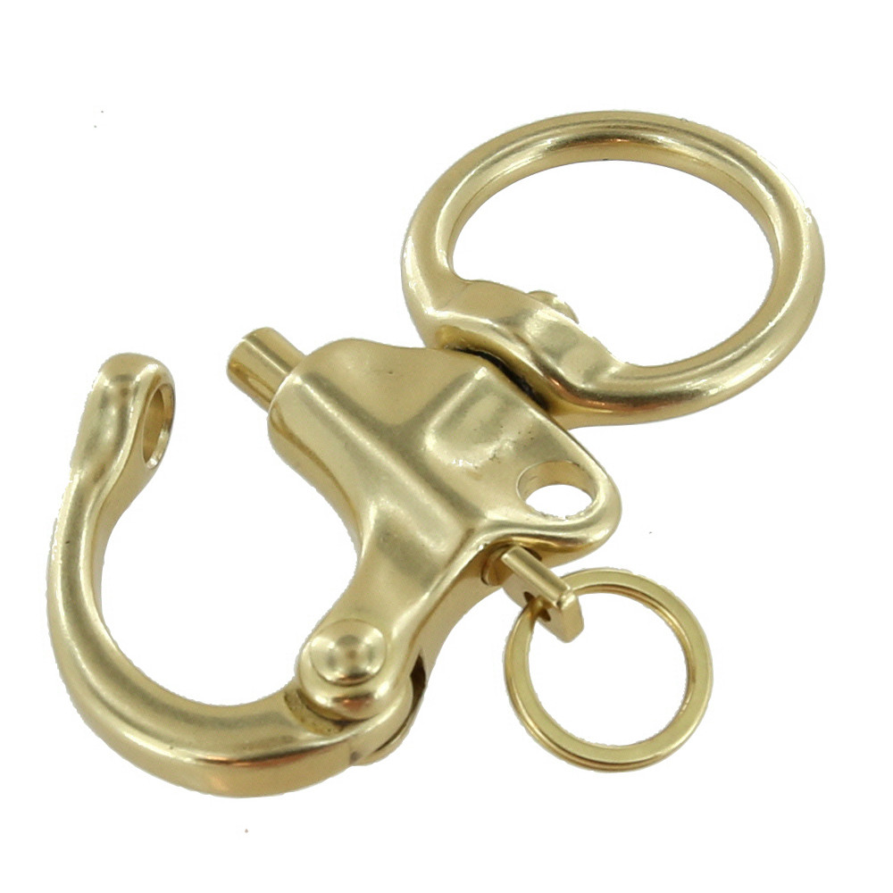 C5103 1" Natural Brass, Quick Release Snap Shackle, Round Base, w/ 1/2 ...