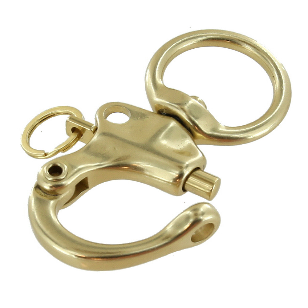C5103 1" Natural Brass, Quick Release Snap Shackle, Round Base, w/ 1/2 ...