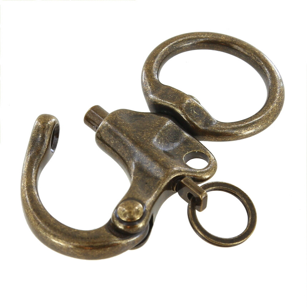 C5103 1" Antique Brass, Quick Release Snap Shackle, Round Base, w/ 1/2 ...