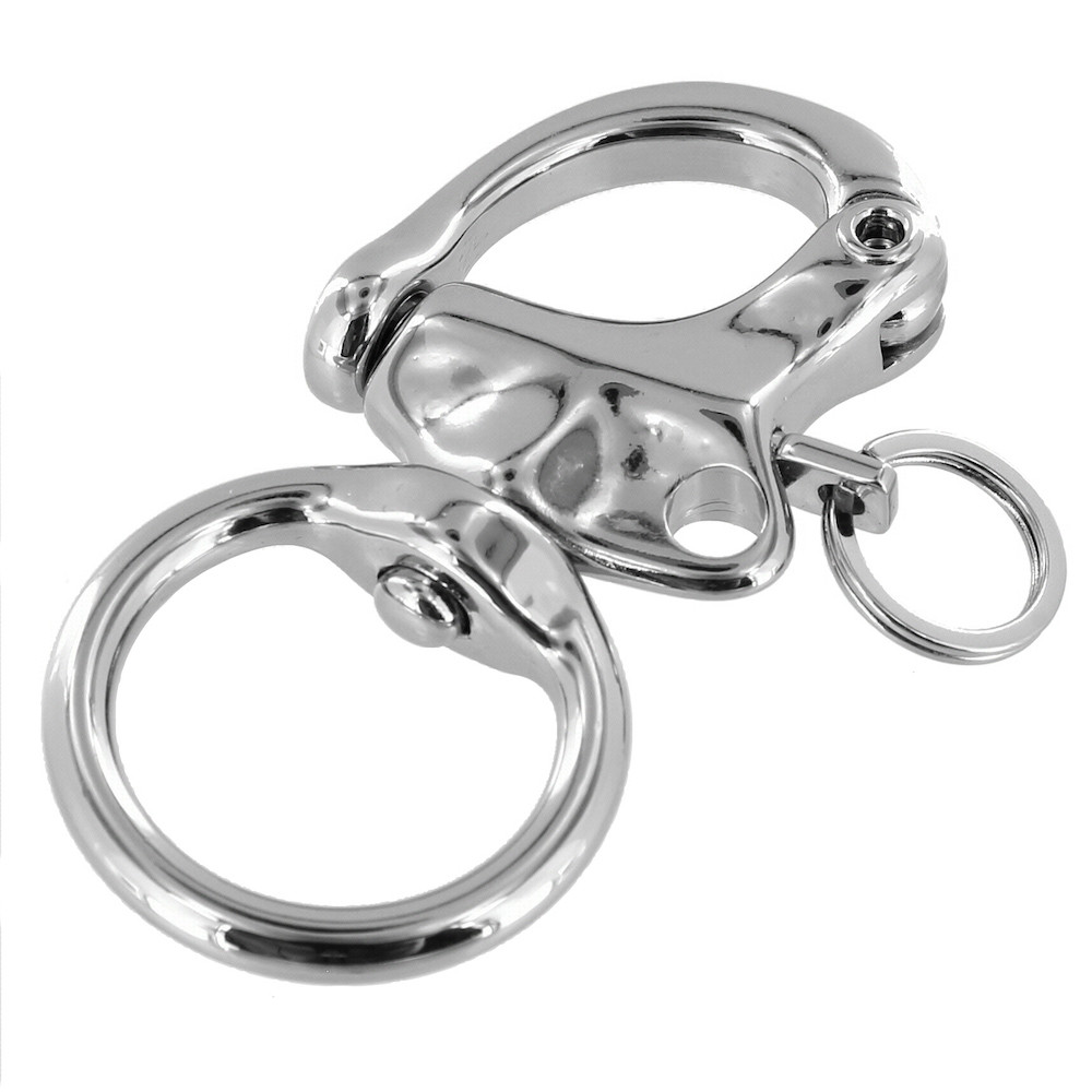 C5103 1" Nickel Plate, Quick Release Snap Shackle, Round Base, w/ 1/2 ...
