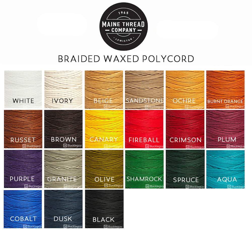 Maine Thread, Braided Waxed Cord, 70 yard spool, Ivory - Buckleguy.com