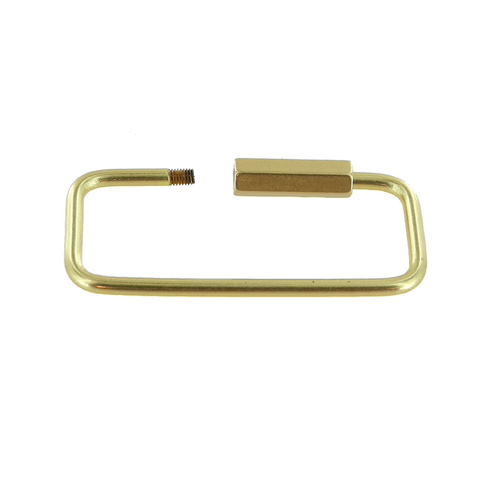 C5205 2 1/8" Natural Brass, Rectangle Key Ring w/ Spring, Solid Brass ...