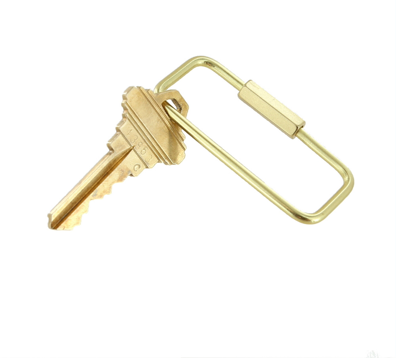 C5205 2 1/8" Natural Brass, Rectangle Key Ring w/ Spring, Solid Brass ...