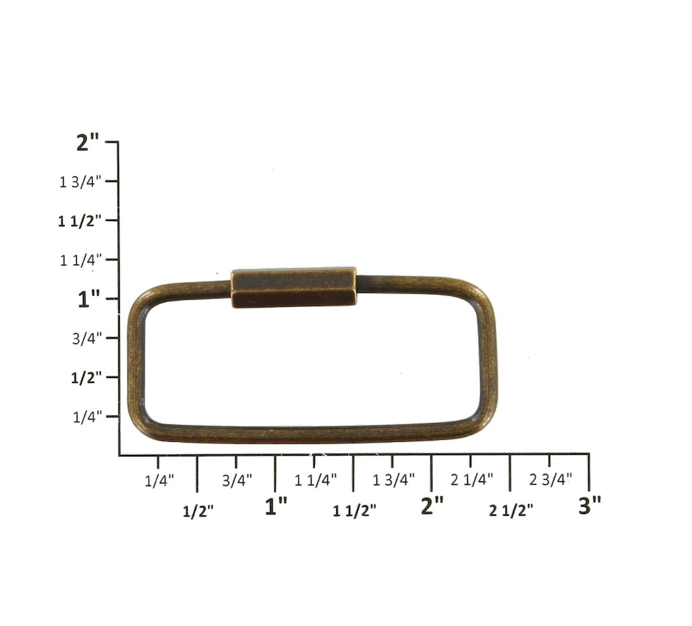 C5205 2-1/8” Antique Brass, Rectangle Key Ring w/ Spring, Solid Brass ...