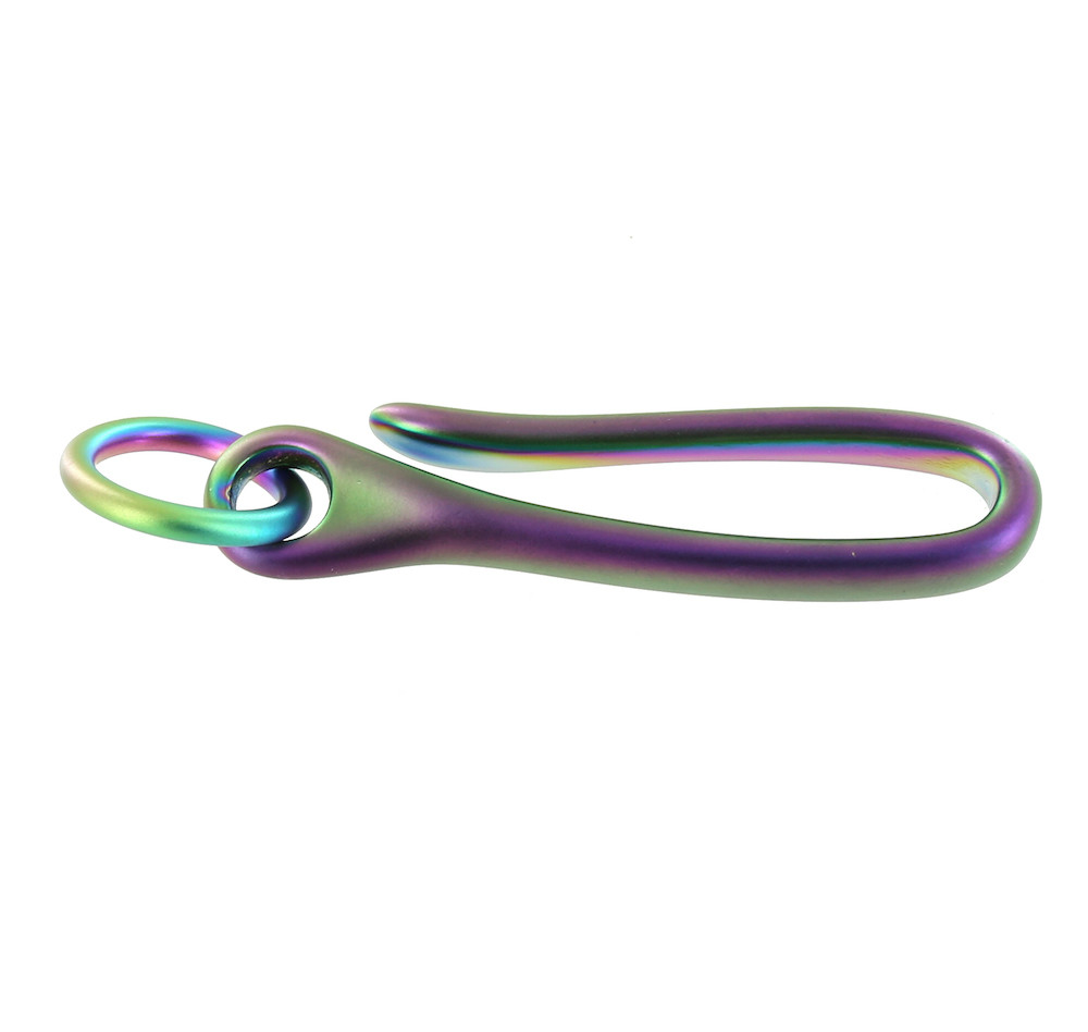 B7498 PVD Rainbow, Fish Hook Key Chain, Solid Brass-LL - Buckleguy.com